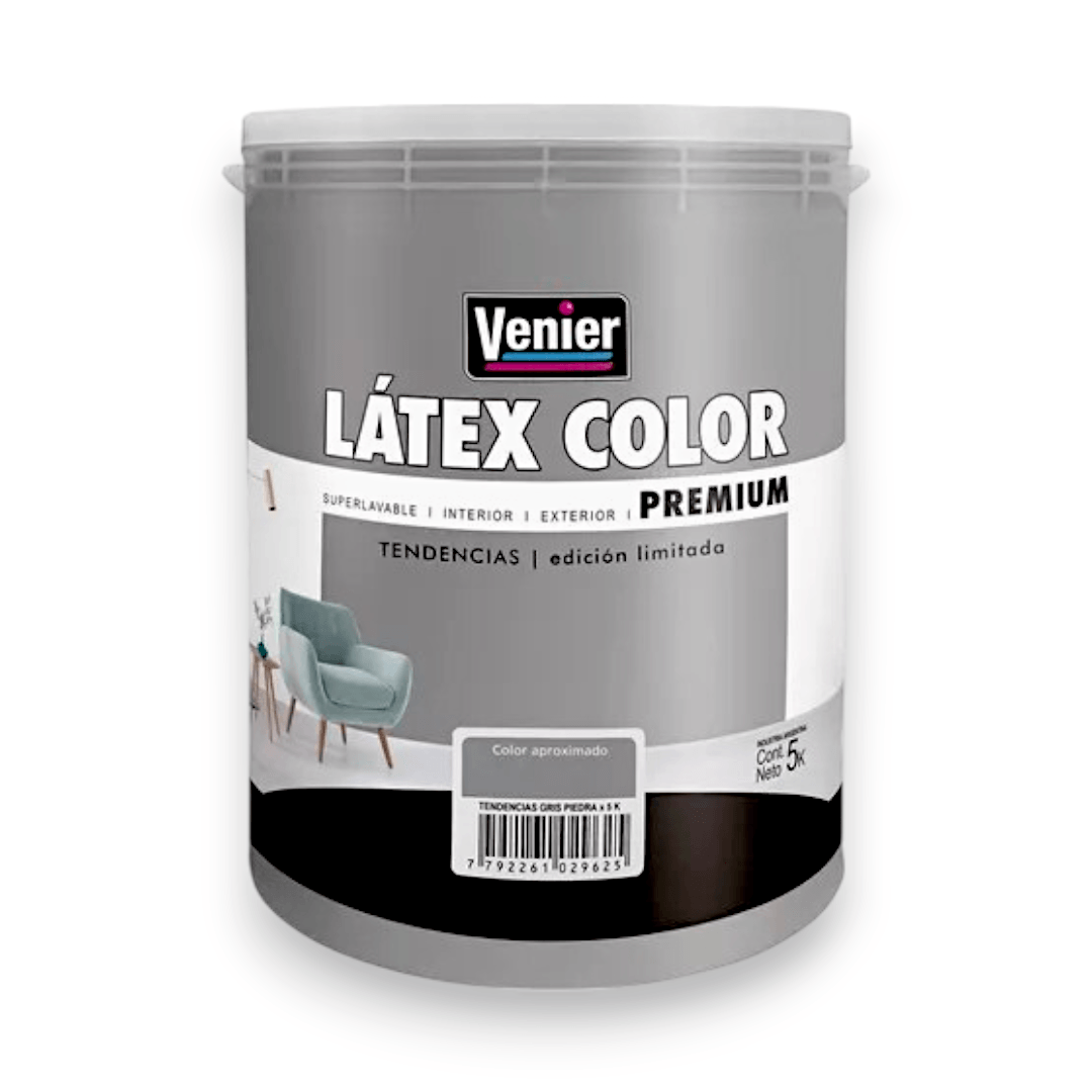 LÁTEX COLOR INTERIOR / EXTERIOR MATE GRIS PIEDRA 5 L - Pisano